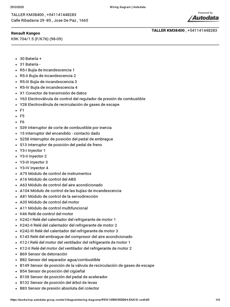 Manual Renault Kangoo 1.5 Dci K9K DDCR.3 704 2001 2009 Pinout | PDF ...