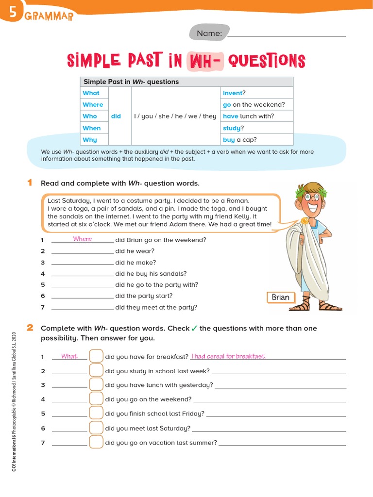 Simple Past WH Questions | PDF