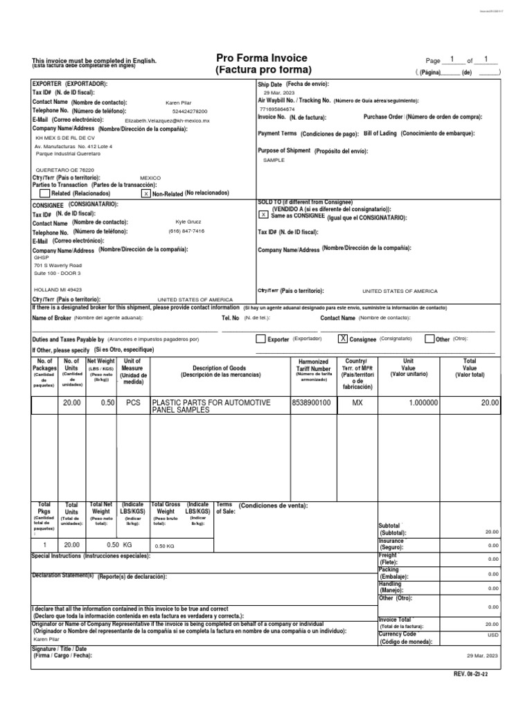 Proforma Fedex | PDF