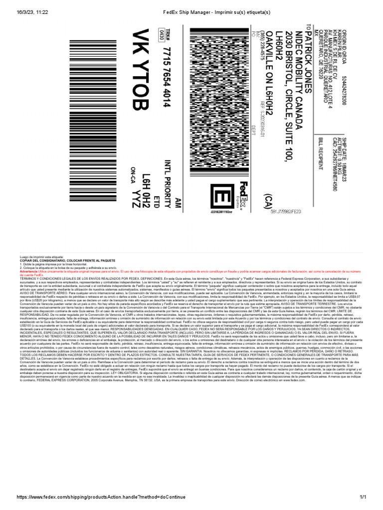 Guia 771576544014 | PDF | Transporte | Fed Ex