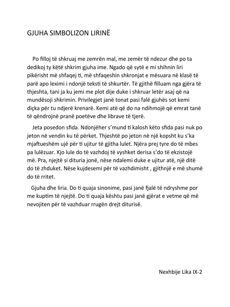 Gjuha Simbolizon Lirinë | PDF
