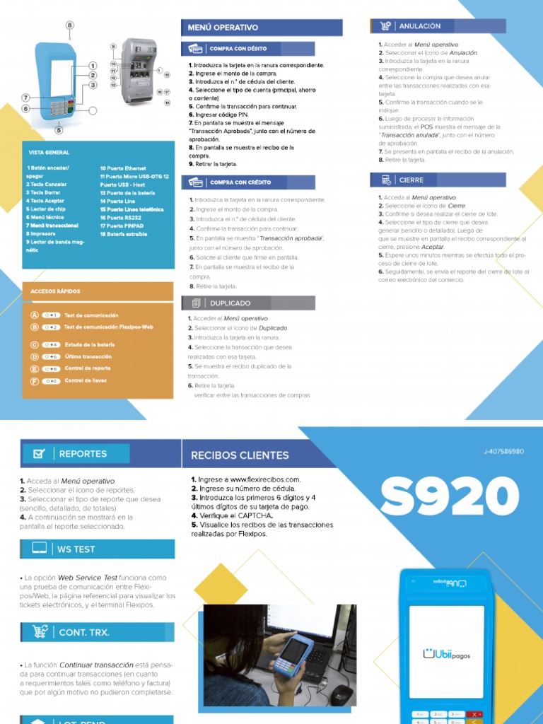 Manual de Usuario S920 Ubii Pagos | PDF