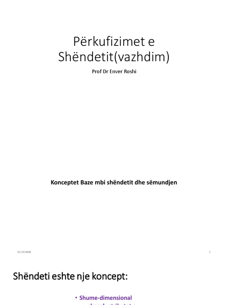 Përkufizimet e Shëndetit (Vazhdim) | PDF