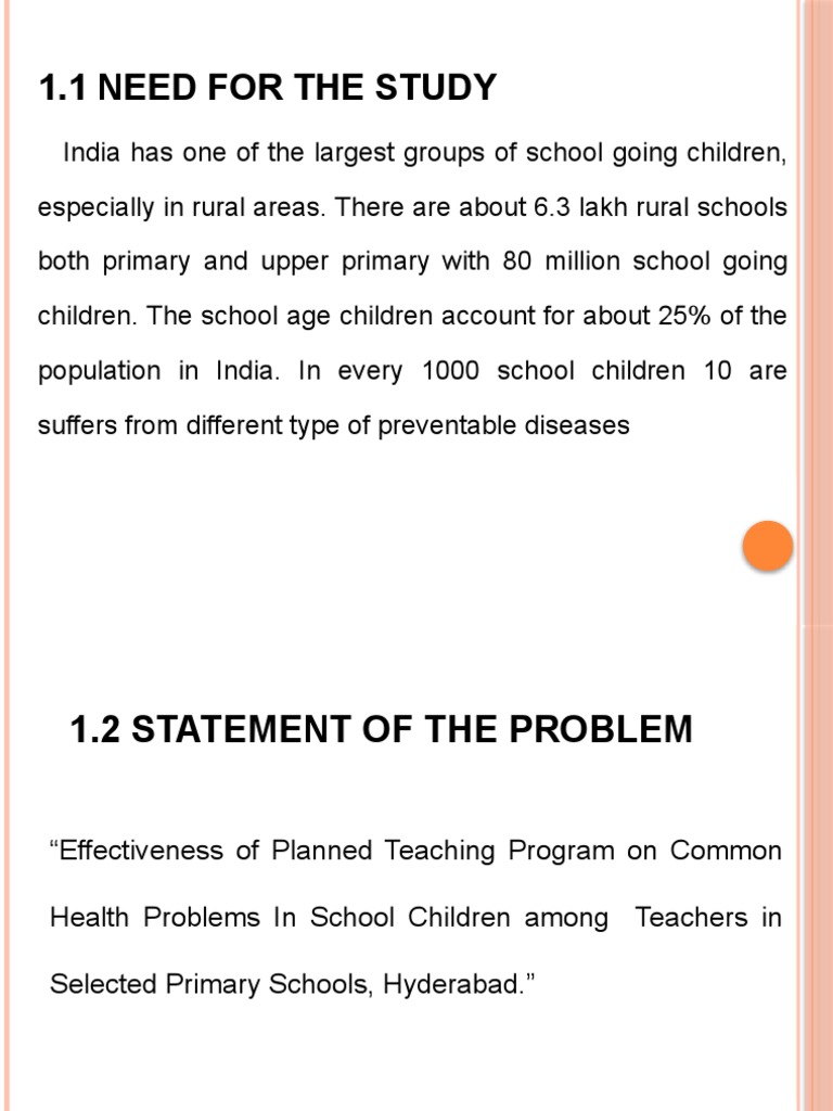 1.1 Need For The Study | PDF | Nursing | Teachers