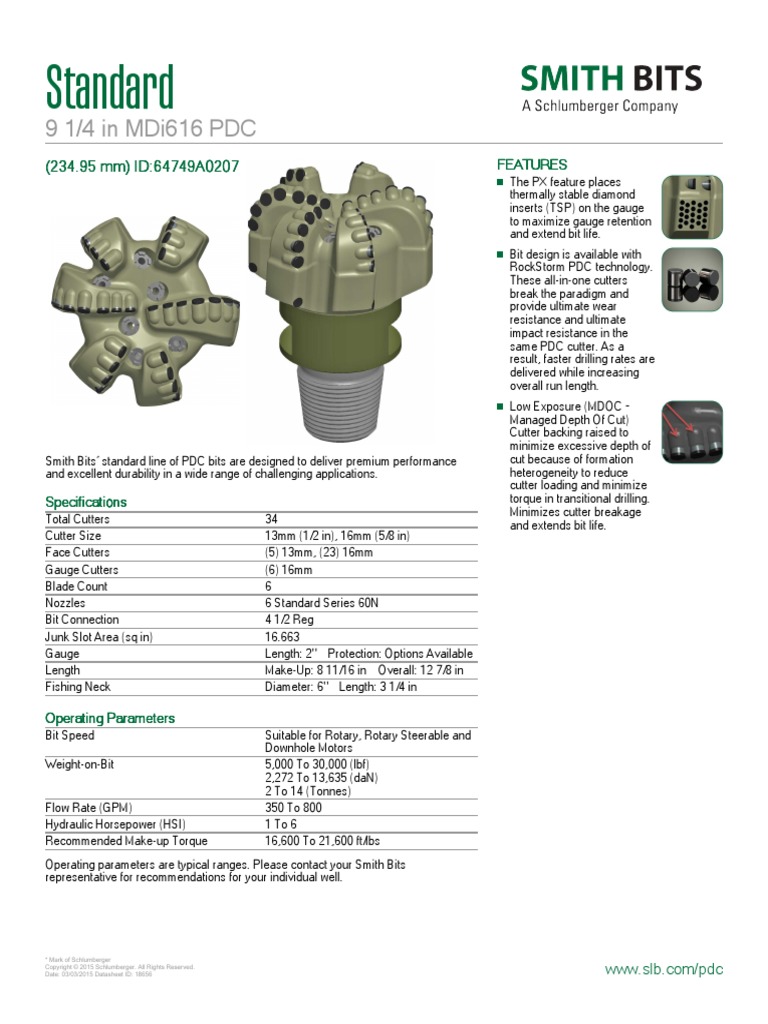 Bit Spec 092 Mdi616 | PDF | Equipment | Mechanical Engineering