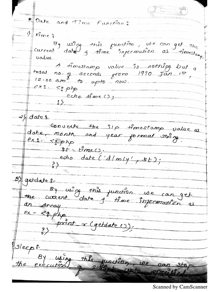 Dateandtime Functions Php Pdf