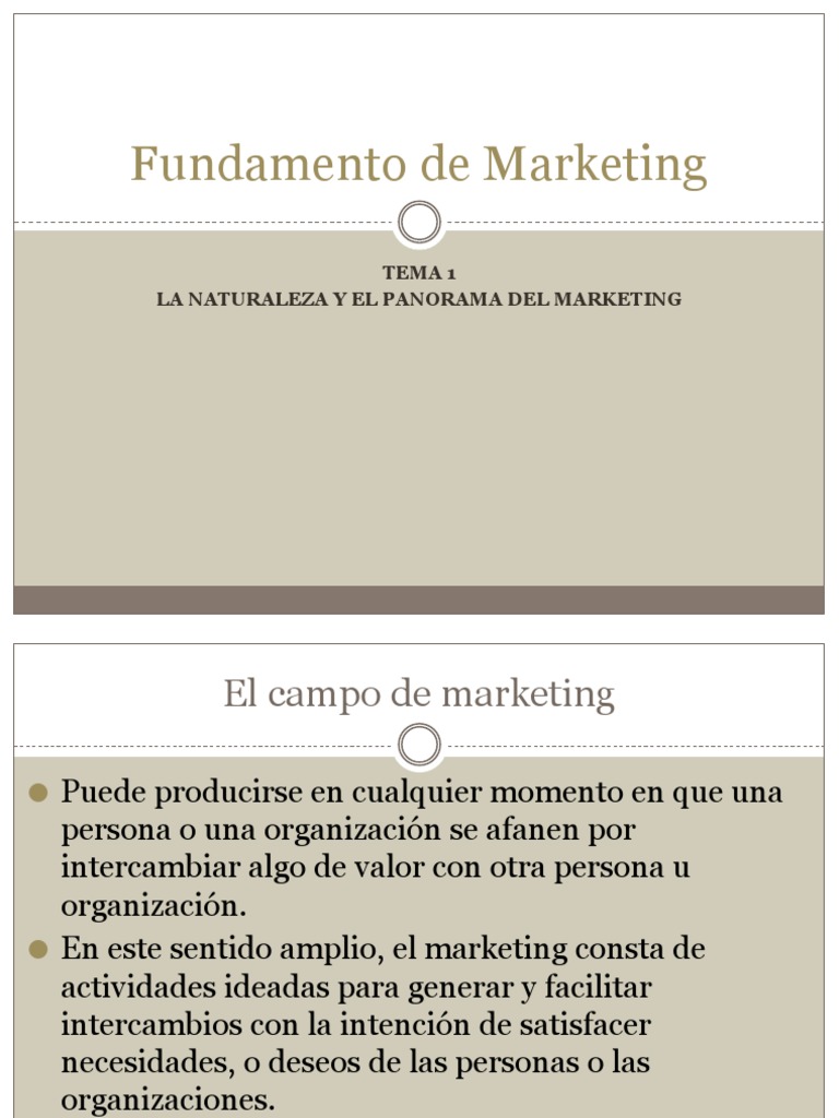 Fundamento de Marketing: Tema 1 La Naturaleza Y El Panorama Del ...