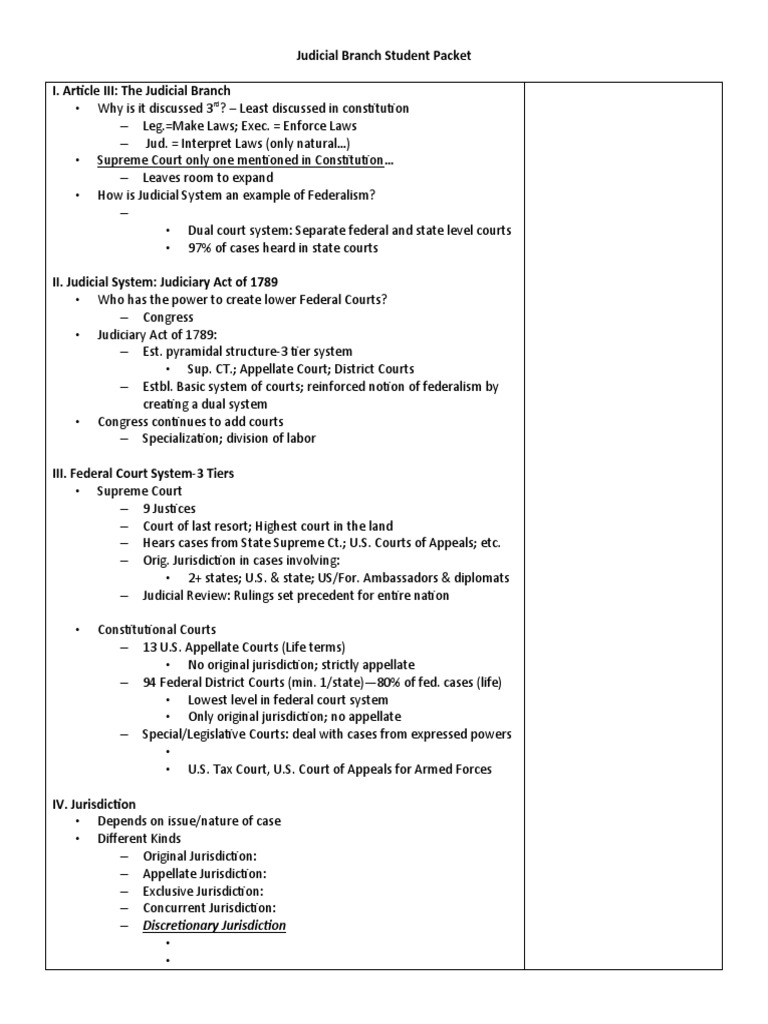 Judicial Branch Student Packet | PDF | Supreme Court Of The United ...
