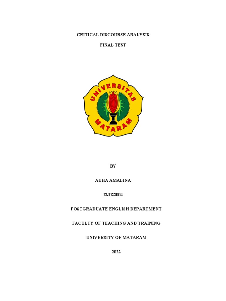 Final Test Critical Discourse Analysis | PDF | Conversation | Humour Final Test Critical Discourse Analysis | PDF | Conversation | Humour