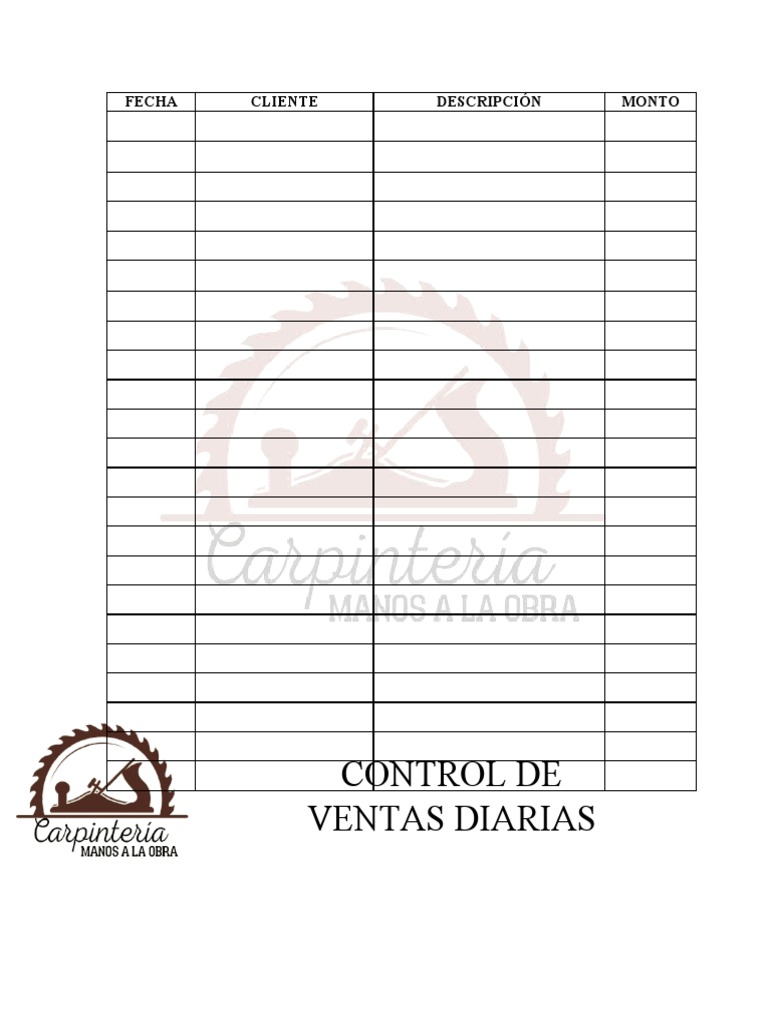 Control de Ventas Diarias: Fecha Cliente Descripción Monto | PDF