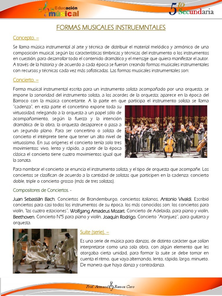 Formas Musicales Instrumentales | PDF | Concierto | Suite (Música)