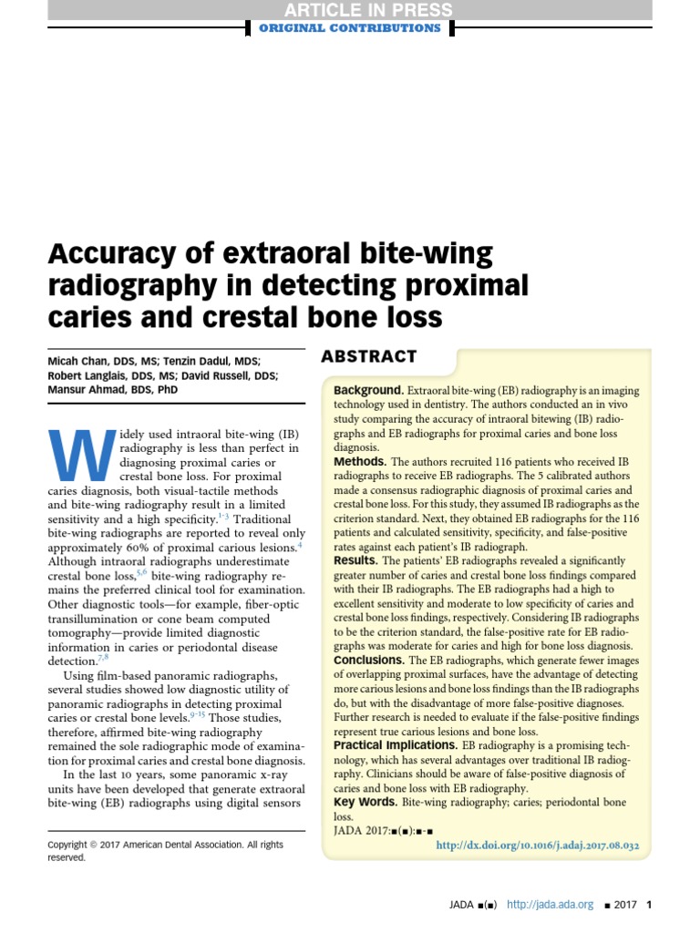 Accuracy of Extraoral Bite-Wing Radiography | PDF | Radiography ...