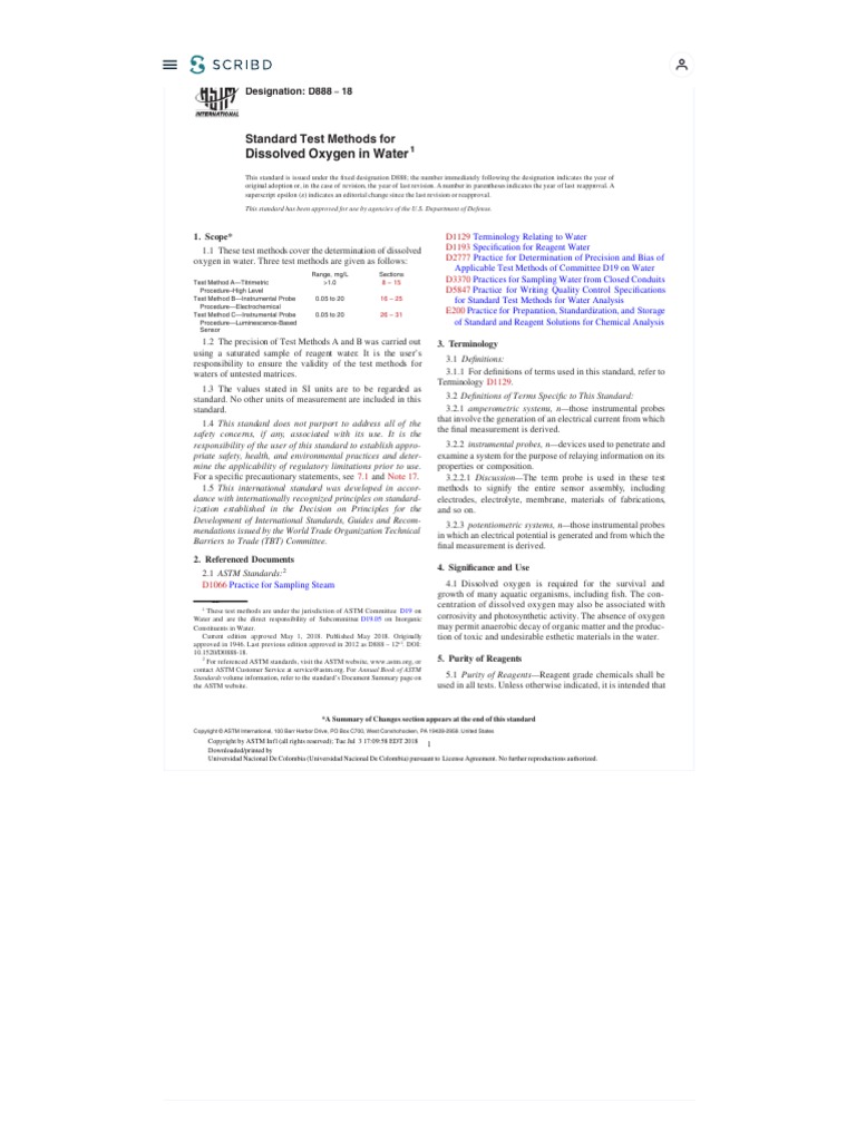 ASTM D888-68 Standard Test Methods | PDF