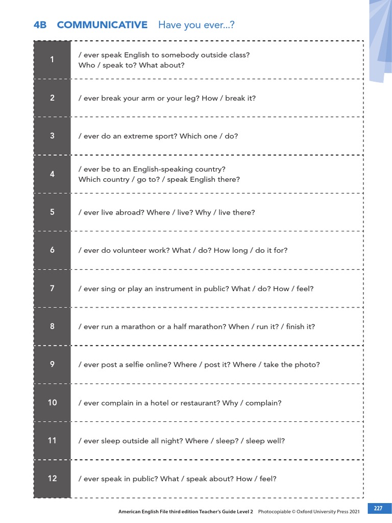 4B Communicative: Have You Ever... ? | PDF