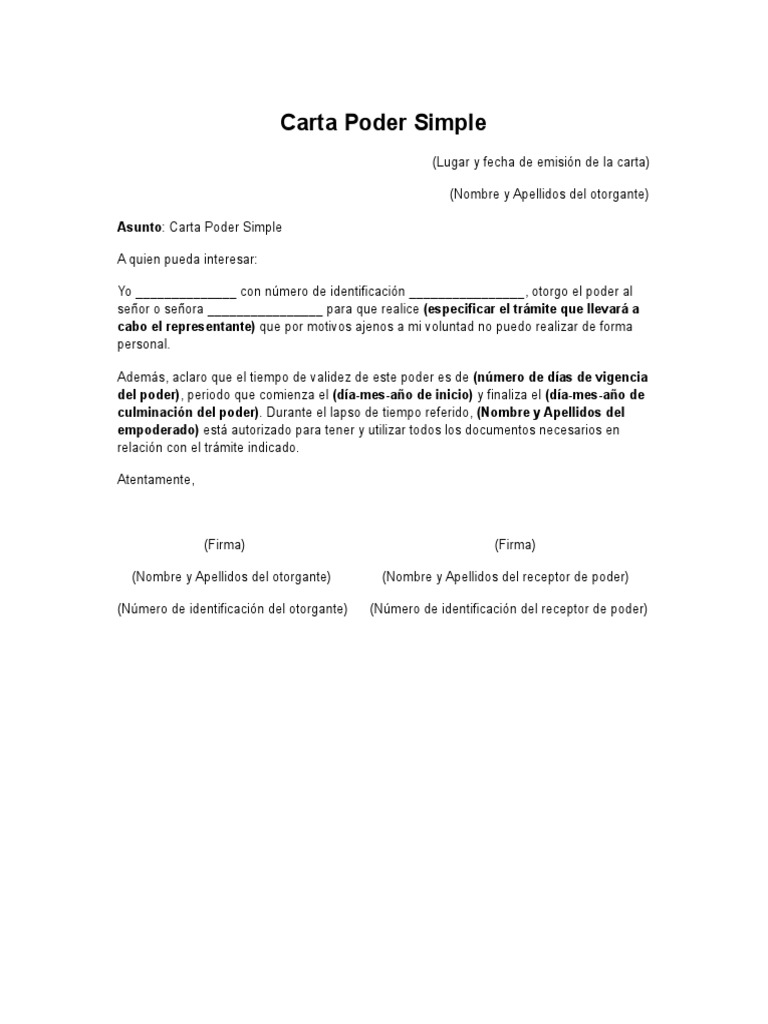 Carta Poder Simple en PDF - Carta-Poder-Simple-en PDF | PDF