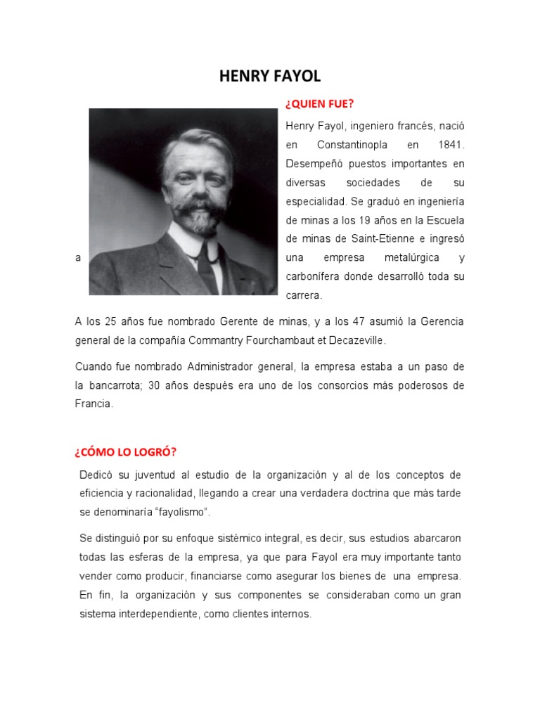 Henry Fayol | PDF | Business | Economias