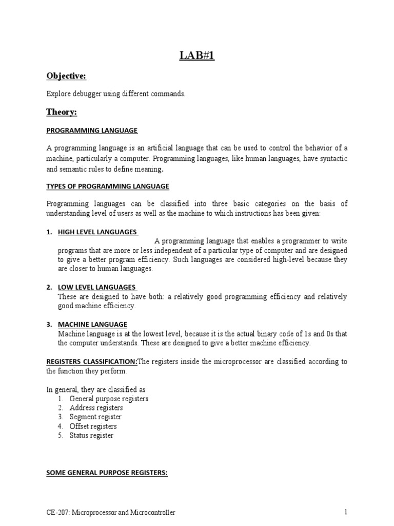LAB#1 | Download Free PDF | Programming Language | Assembly Language