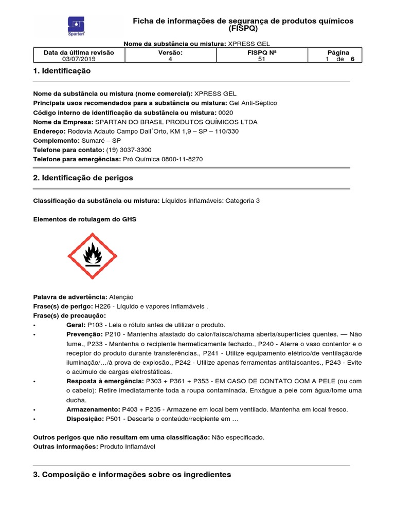 Fispq Xpress Gel Spartan 4,4kg | PDF | Embalagem e rotulagem | Química