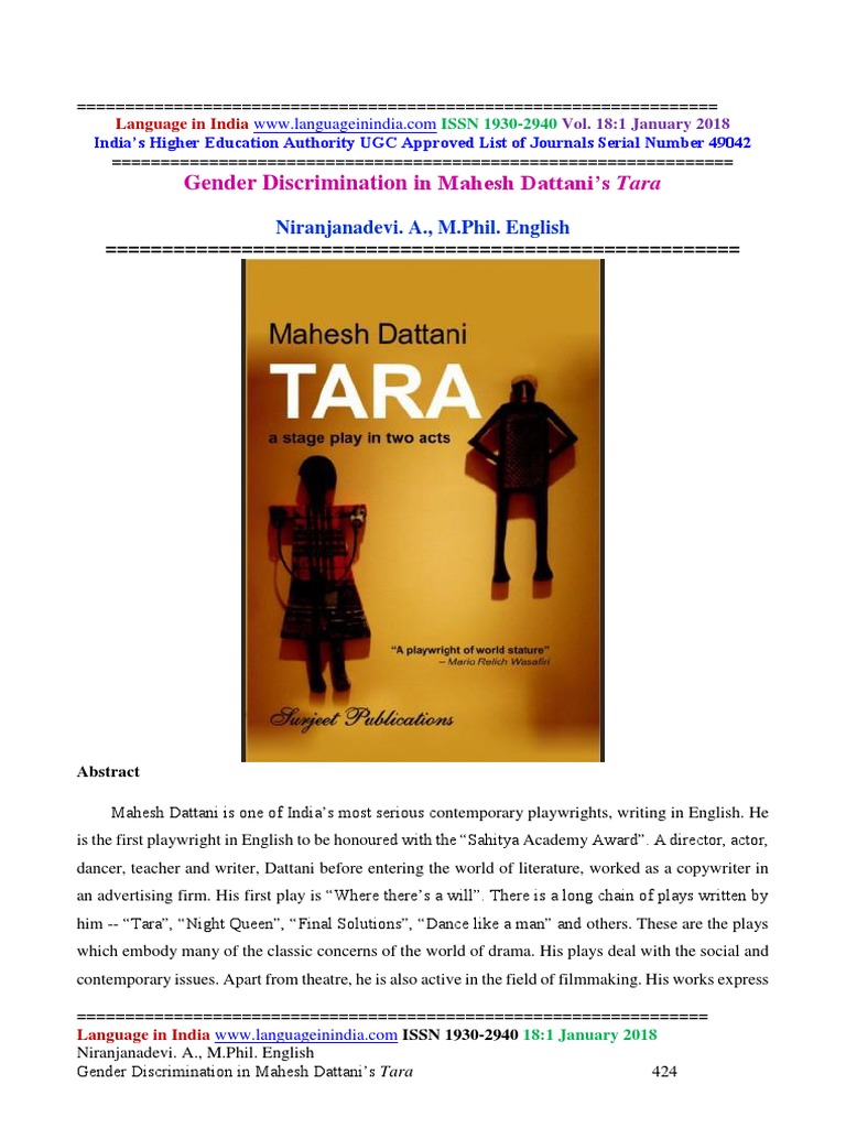 Gender Theme in Tara Play | PDF | Gender | Gender Studies