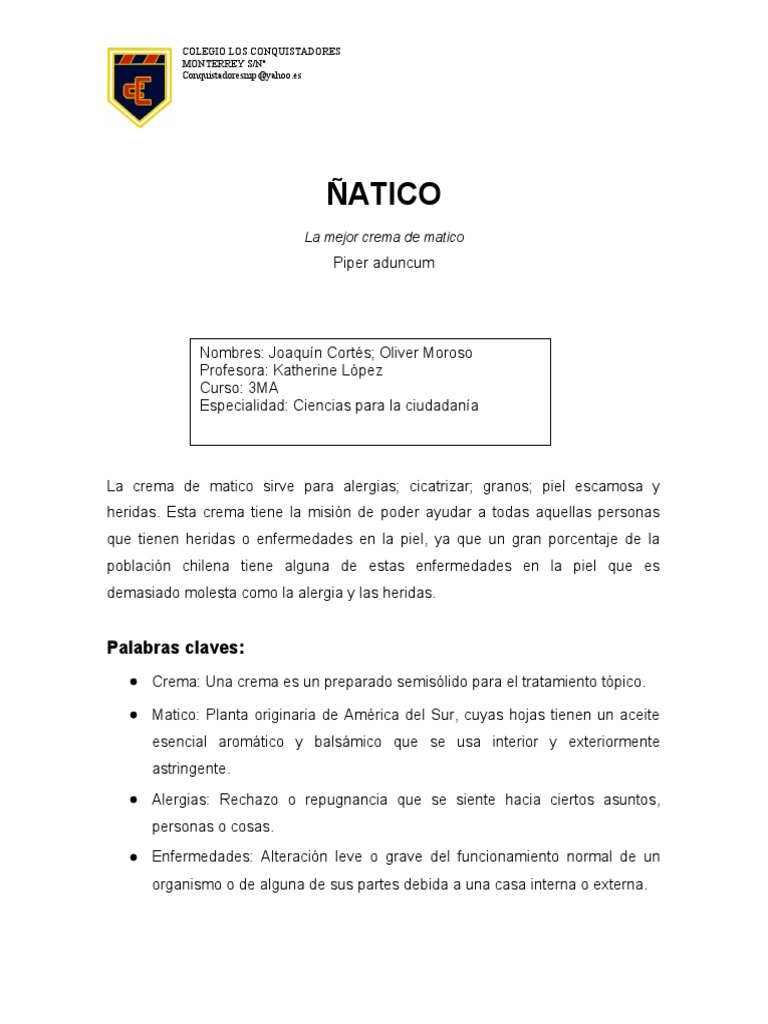 La crema de matico Ñatico: Una solución efectiva para problemas ...