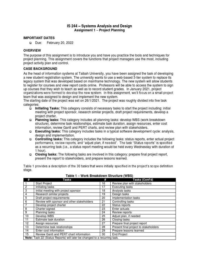 IS 244 - Assignment 1 | PDF | Computing | Systems Engineering