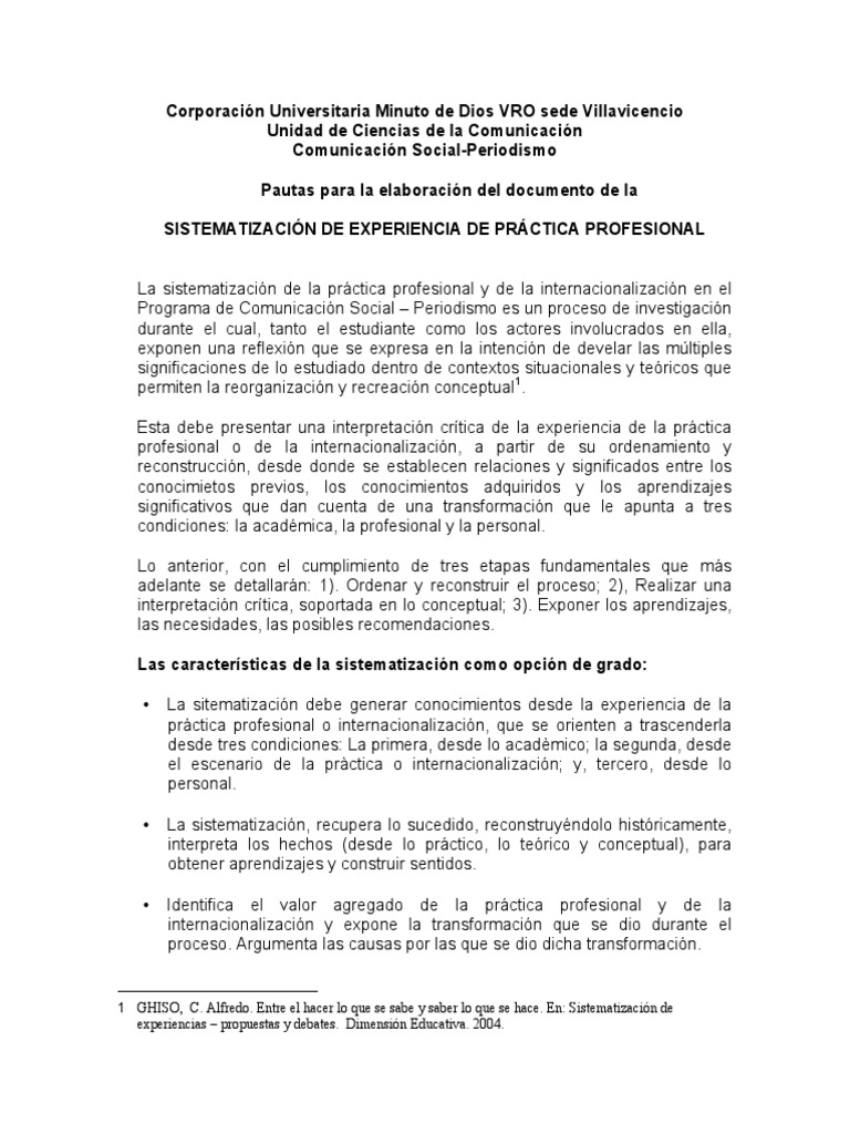 Guía de Sistematización de Prácticas | PDF | Experiencia | Evaluación