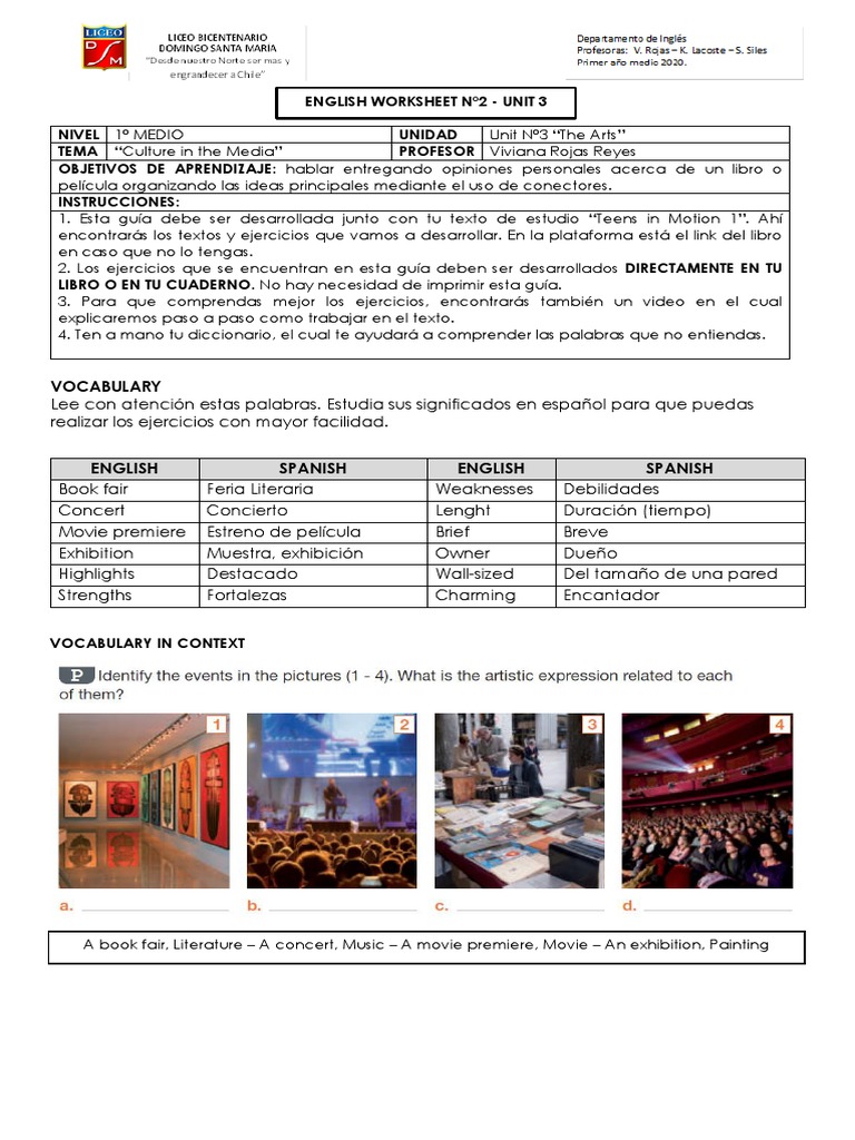 English Worksheet N°2 Unit 3 | PDF