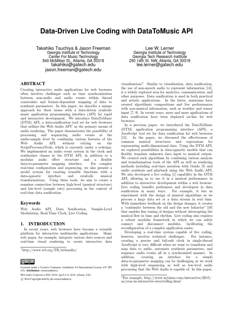 Takahiko Tsuchiya & Jason Freeman - Data-Driven Live Coding With DataToMusic API | Download Free ...