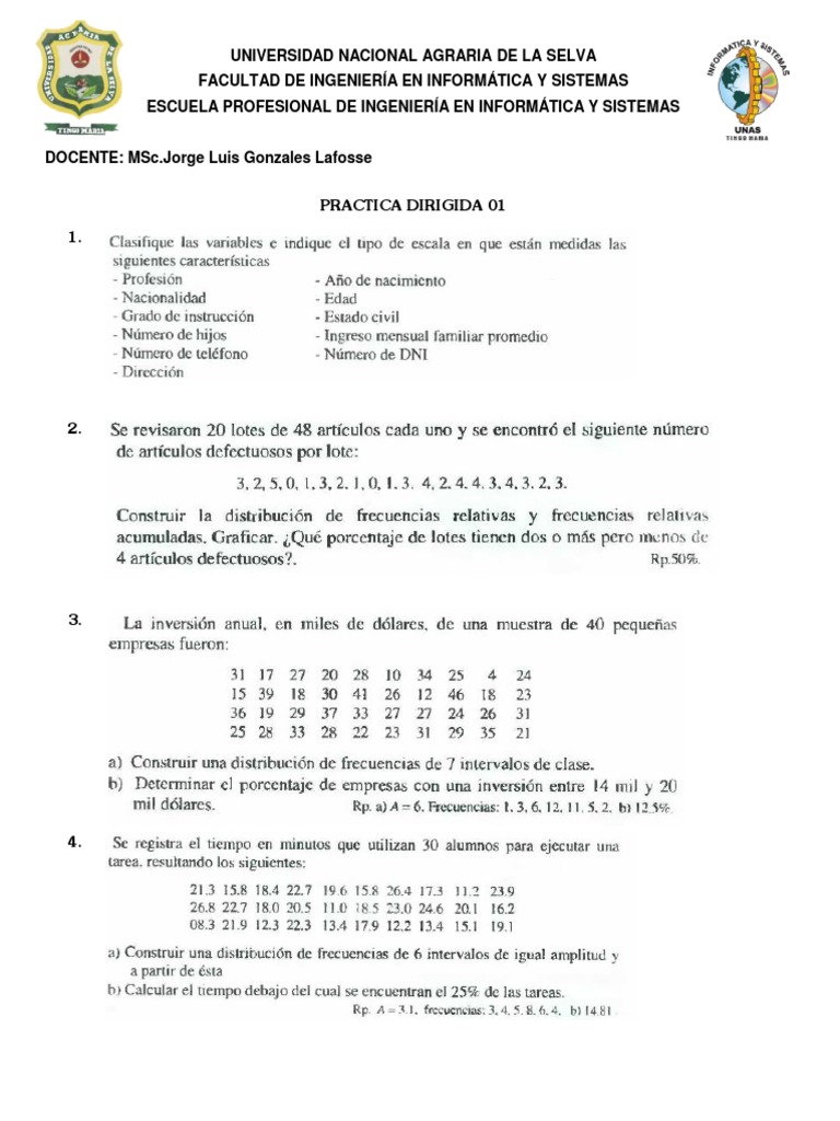 Practica Dirigida 01 | PDF