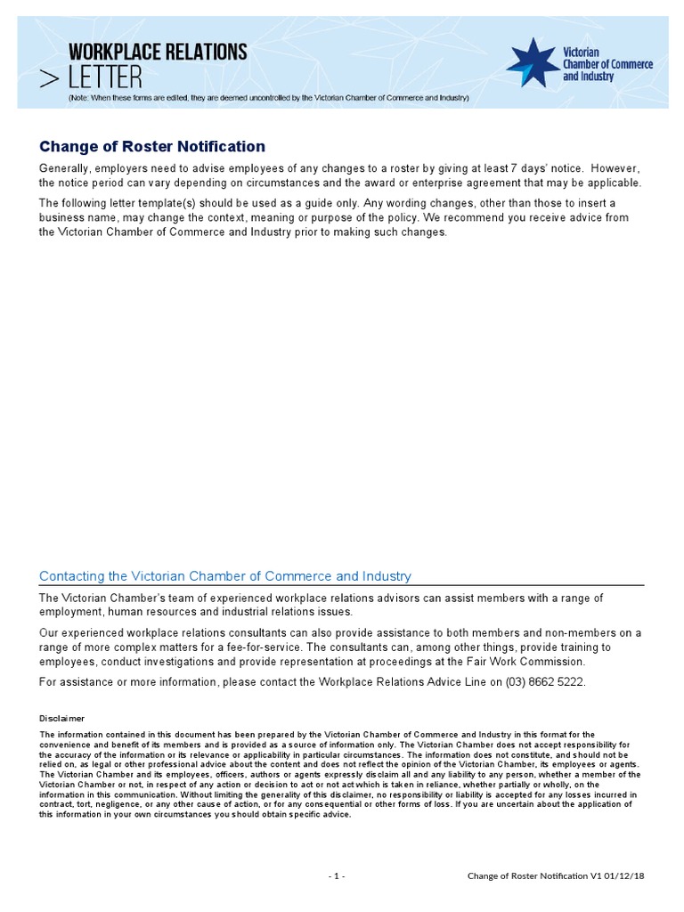 Changeof Roster Notification Letter Updated | PDF