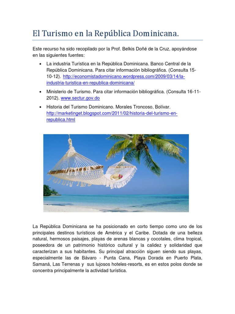 34553097el Turismo en La República Dominicana | PDF | Turismo ...