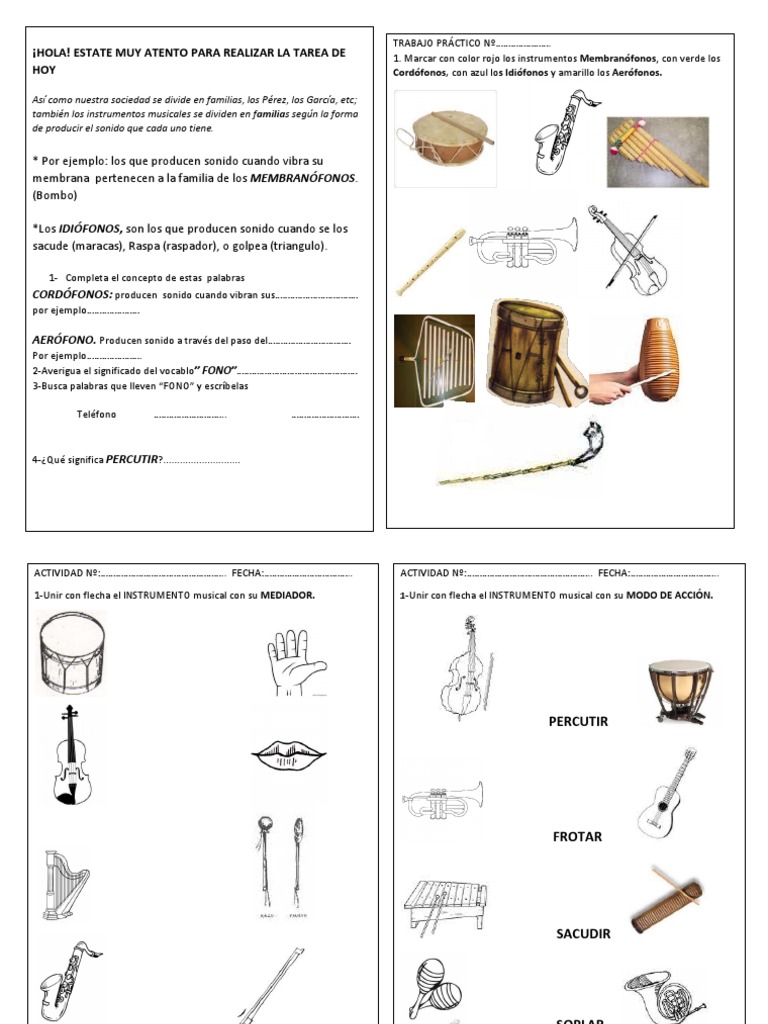 Actividades de Clasificación Musical Infantil | PDF | Instrumentos de ...