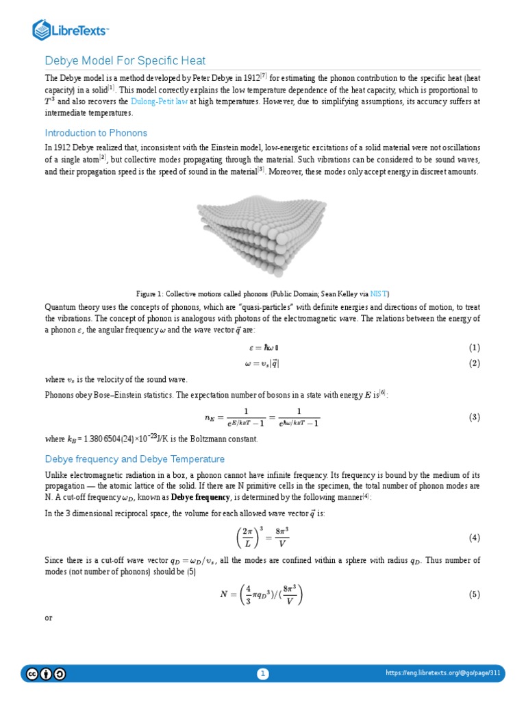 Debye Model For Specific Heat | PDF | Phonon | Physical Sciences