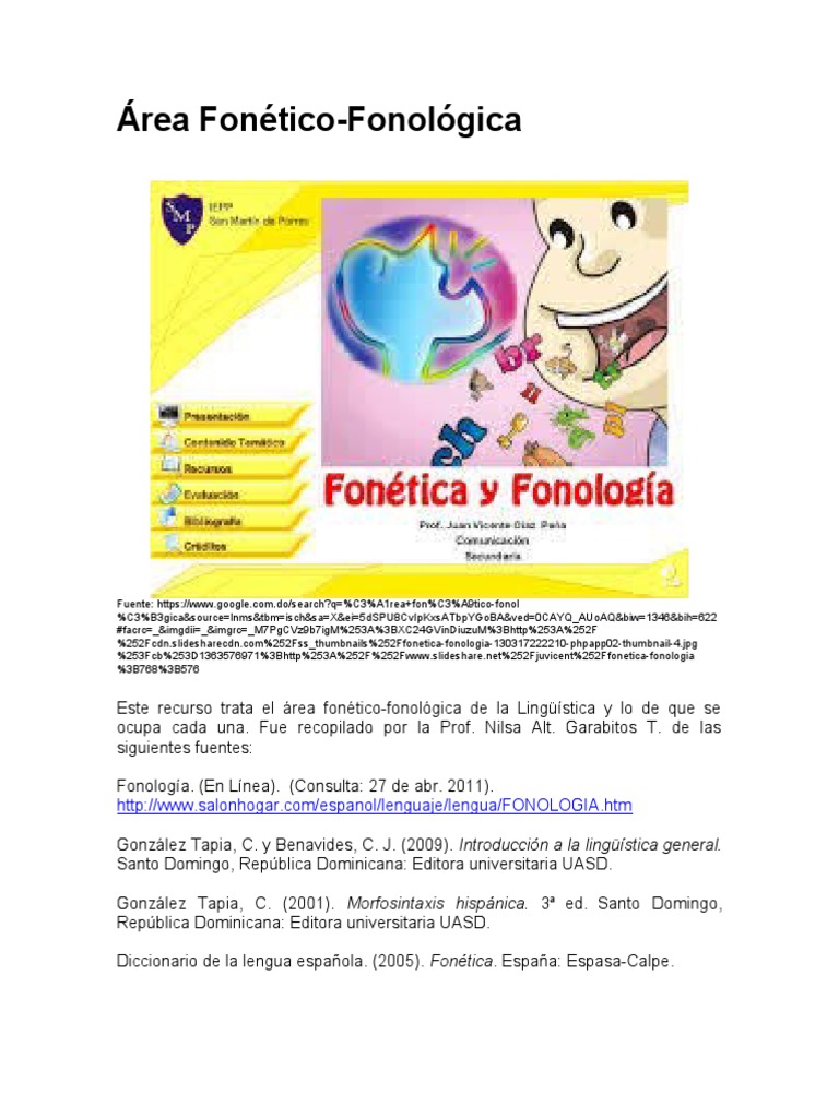 Área Fonético-Fonológica: Descripción y Análisis de los Componentes de ...