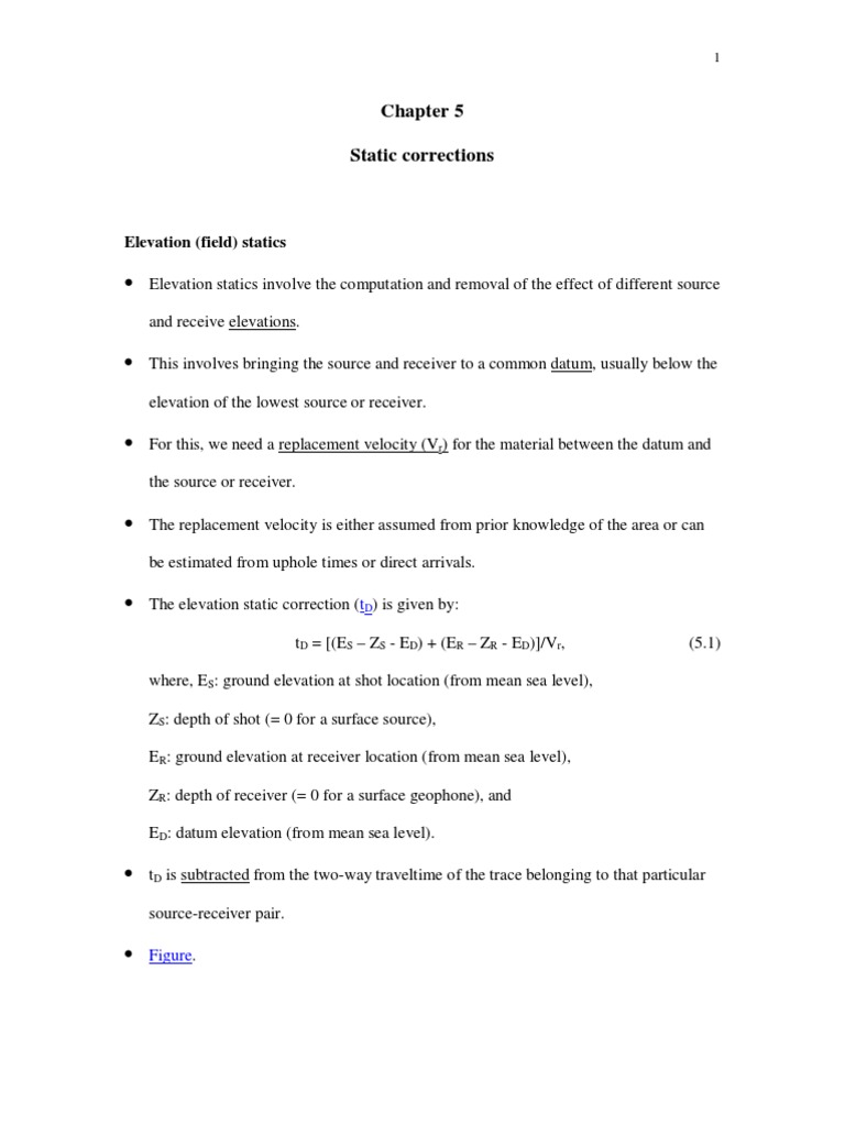 Elevation and Weathering Static Corrections | PDF | Least Squares ...