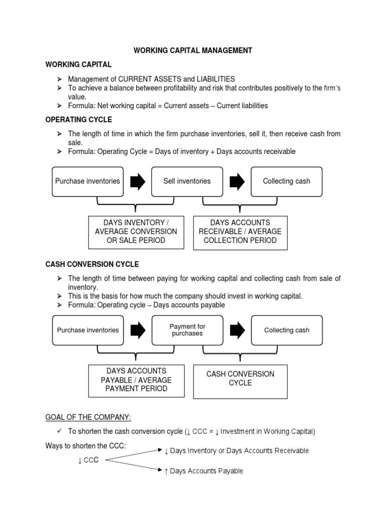 Handout | PDF | Working Capital | Finance & Money Management
