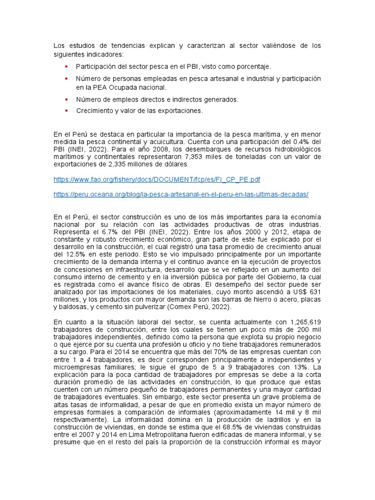 Sector Pesca Resumen | PDF | Producto Interno Bruto | Perú