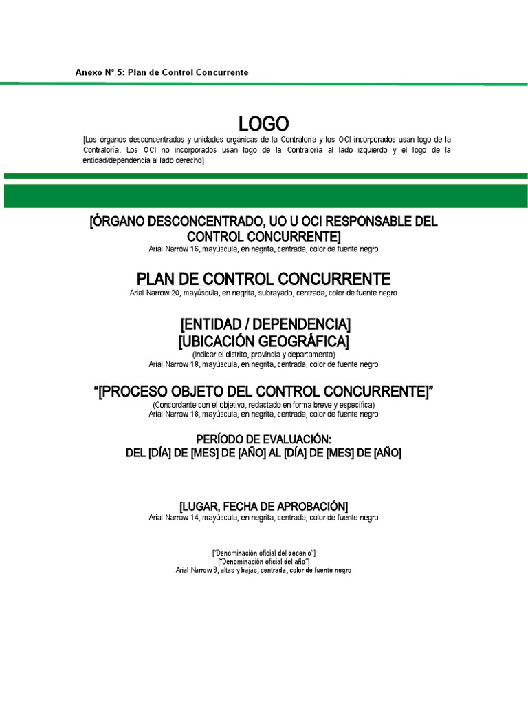 Anexo 5 - Plan de Control Concurrente | PDF | Infraestructura