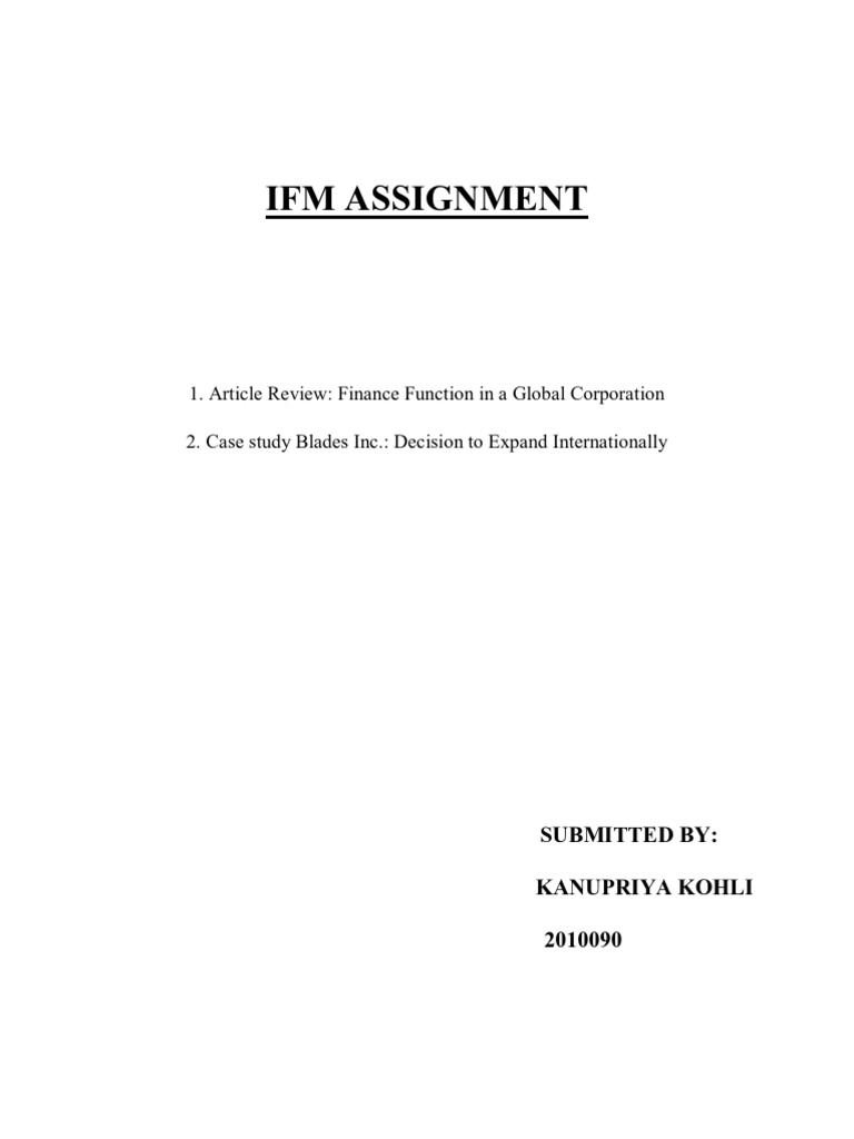 Ifm Assignment | PDF