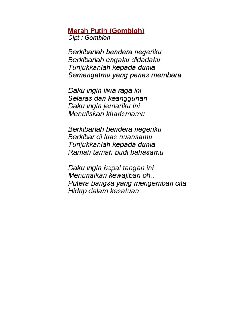 Merah Putih (Gombloh) | PDF