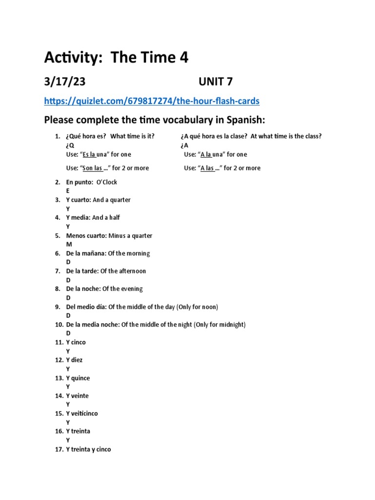 Activity - The Time 4 | PDF