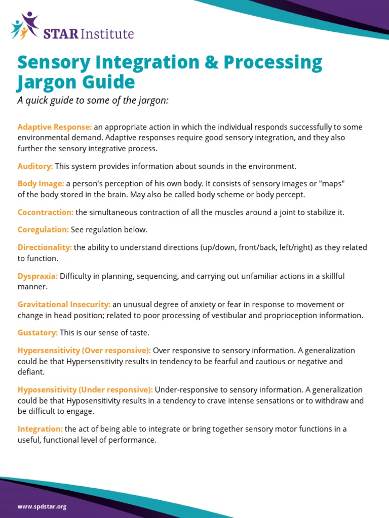 Sensory Integration Processing Jargon Guide | PDF | Perception ...
