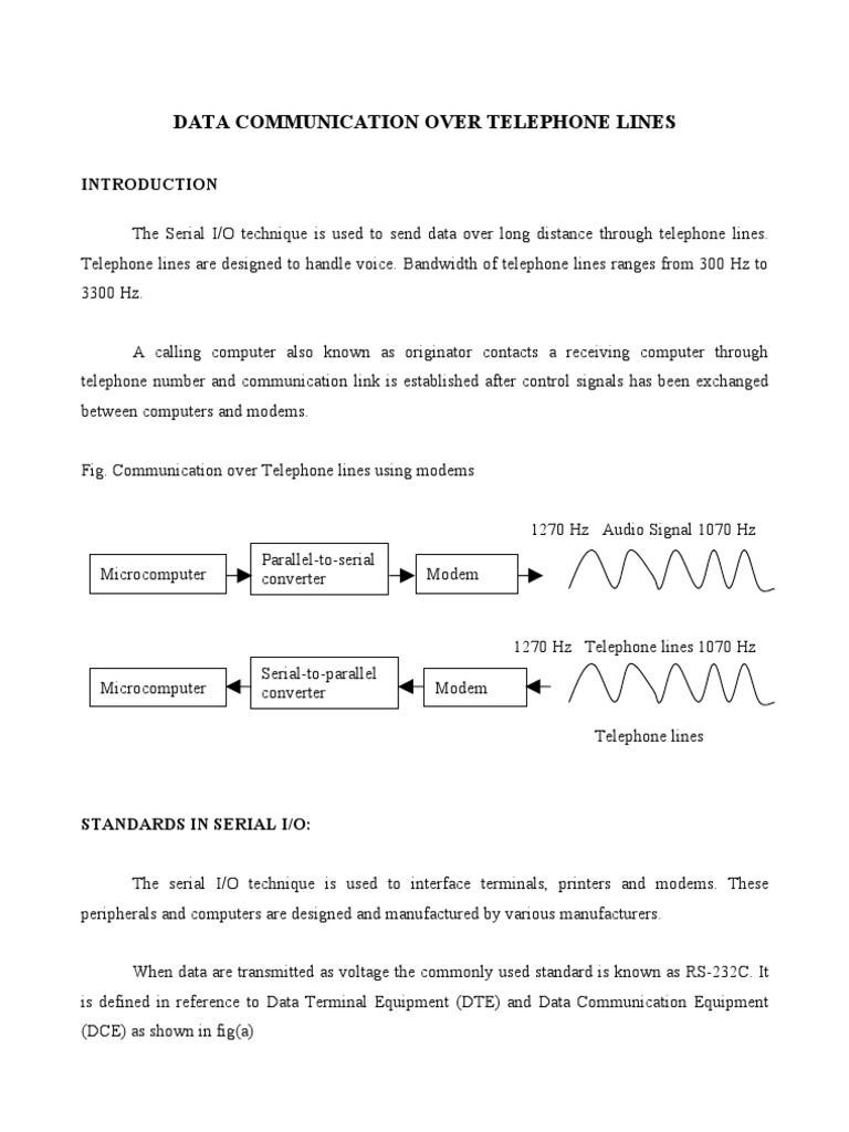 Data Communication via Telephone Lines | PDF | Media Technology ...