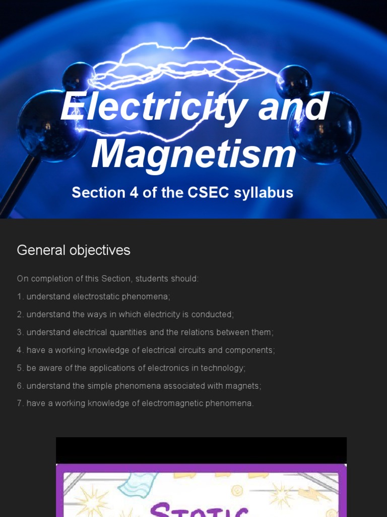 Electricity and Magnetism: Section 4 of The CSEC Syllabus | PDF ...