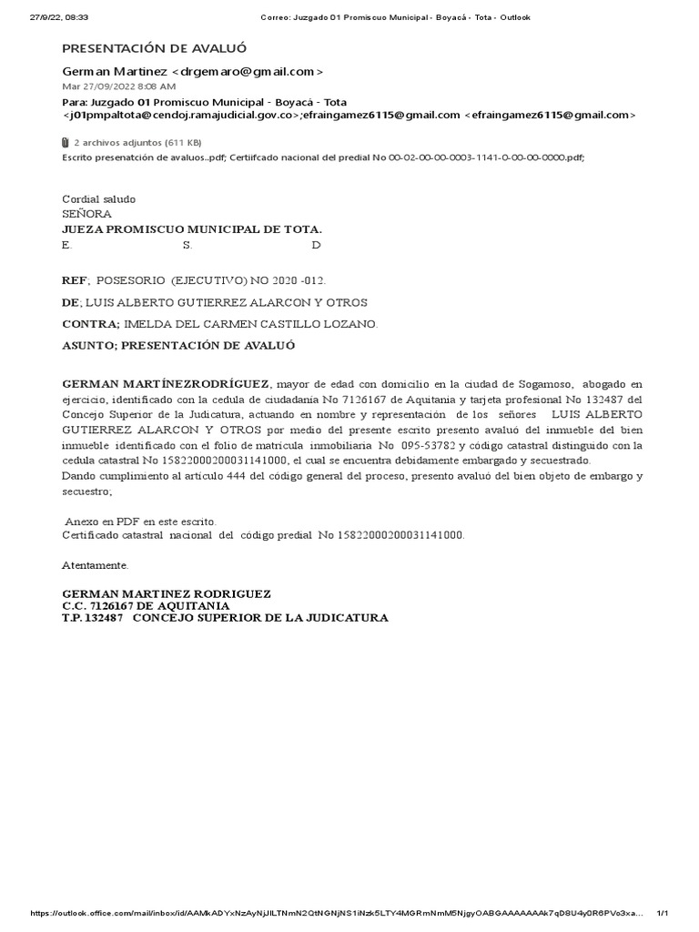 62 Avaluo Inmueble | PDF | Bienes raíces | Ley de bienes inmuebles