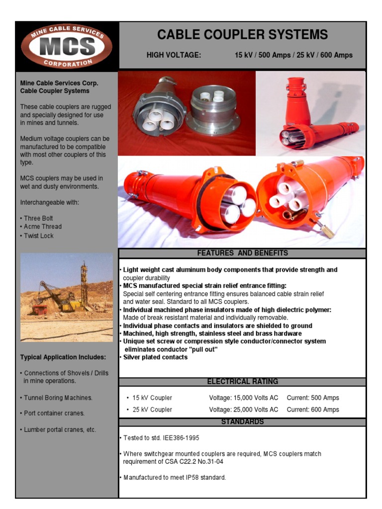 Rugged High Voltage Cable Couplers for Underground Mining Applications ...