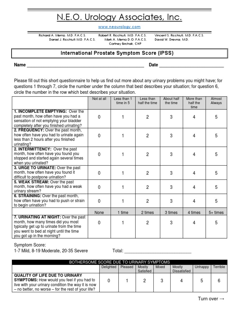 IPSS Quiz | PDF | Urinary Incontinence | Sexual Intercourse