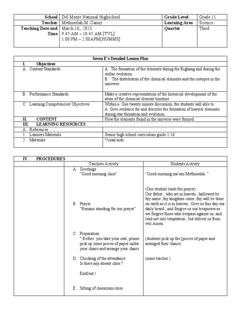 Formation of Heavier Elements: A Detailed Lesson Plan on Nuclear ...