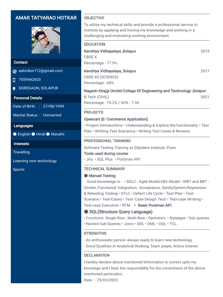 Amar Resume 2023 | PDF | Sql | Computing