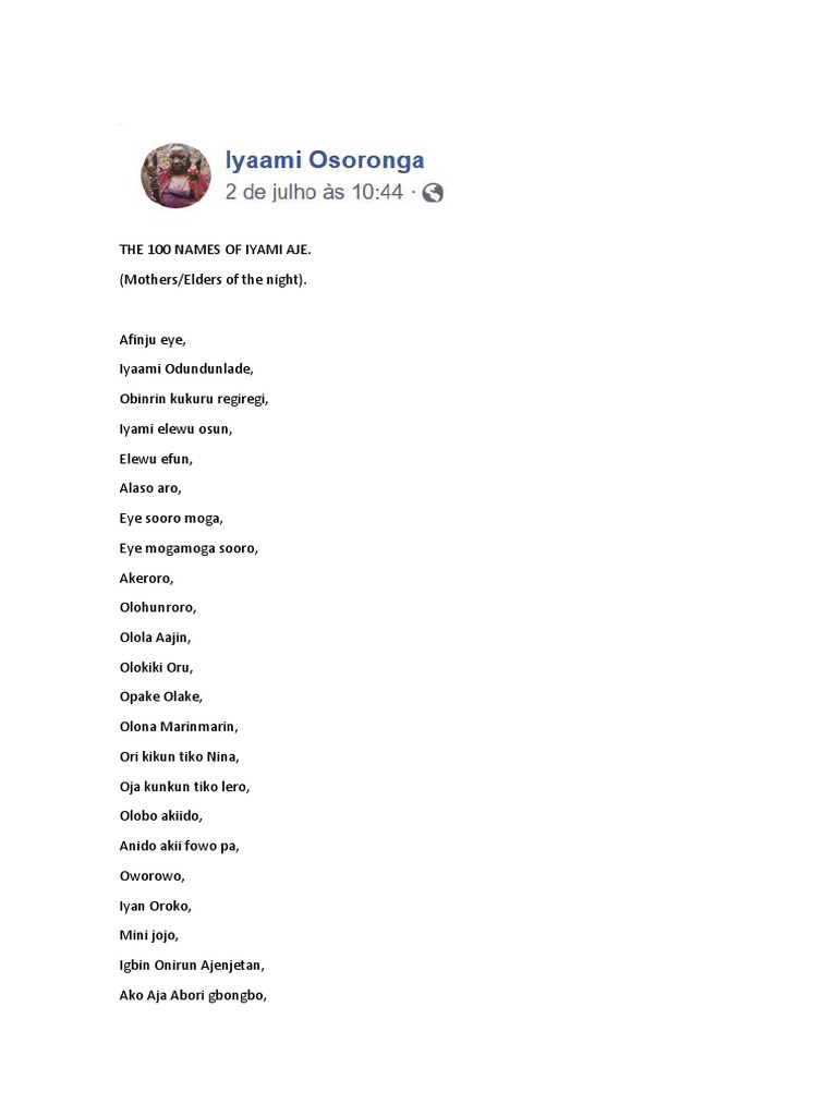 100 Names of Iyami Aje Iyami Osoronga - Compress | PDF